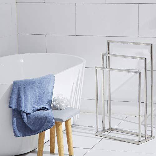Freestanding Towel Rack,Naturous 3 Tier Metal Towel Bar Stand Stainless Steel Bathroom Towel/Kitchen Towel Rack Stand