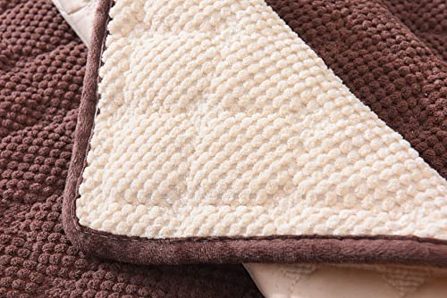 vctops Soft Corduroy Sofa Couch Cover, Plaid Sectional Couch Covers, Non-Slip Sofa Slipcover for Dogs Cats Kids(Brown,43"x43")