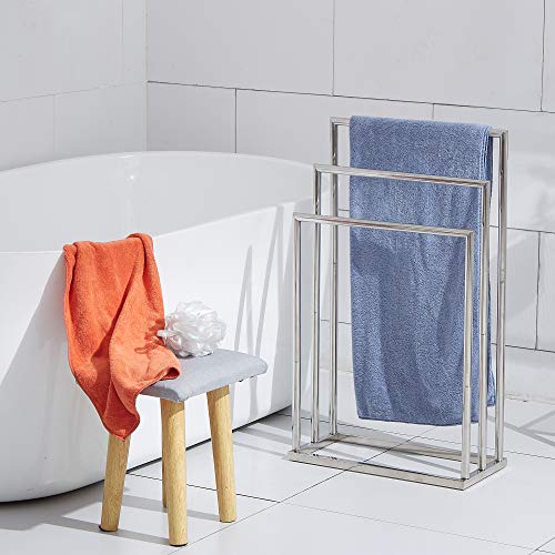 Freestanding Towel Rack,Naturous 3 Tier Metal Towel Bar Stand Stainless Steel Bathroom Towel/Kitchen Towel Rack Stand