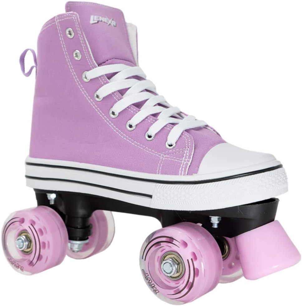 Lenexa MVP 2.0 Roller Skates for Kids and Adults | Roller Skate Shoes for Men and Women | Outdoor High-Top Sneaker Roller Shoes | Full Lace Up Ankle Support | Lilac (Ladies 10 / Mens 9)