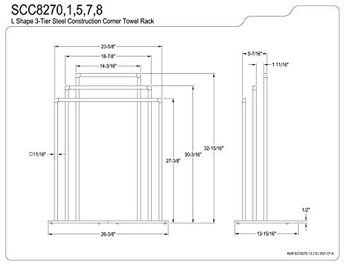 Kingston Brass SCC8275 L Shape 3-Tier Steel Construction Corner Towel-Rack, Oil Rubbed Bronze