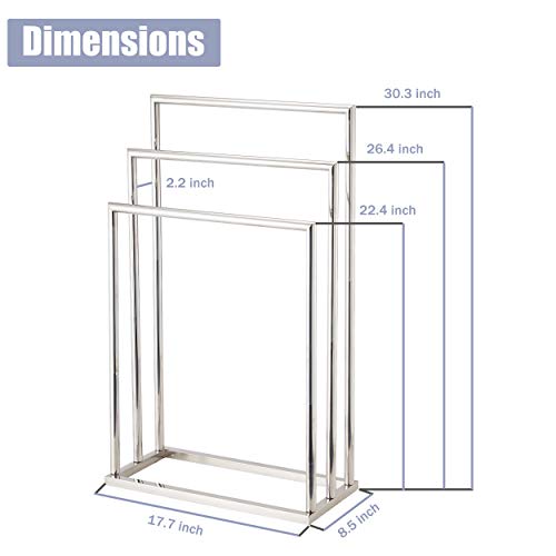 Freestanding Towel Rack,Naturous 3 Tier Metal Towel Bar Stand Stainless Steel Bathroom Towel/Kitchen Towel Rack Stand