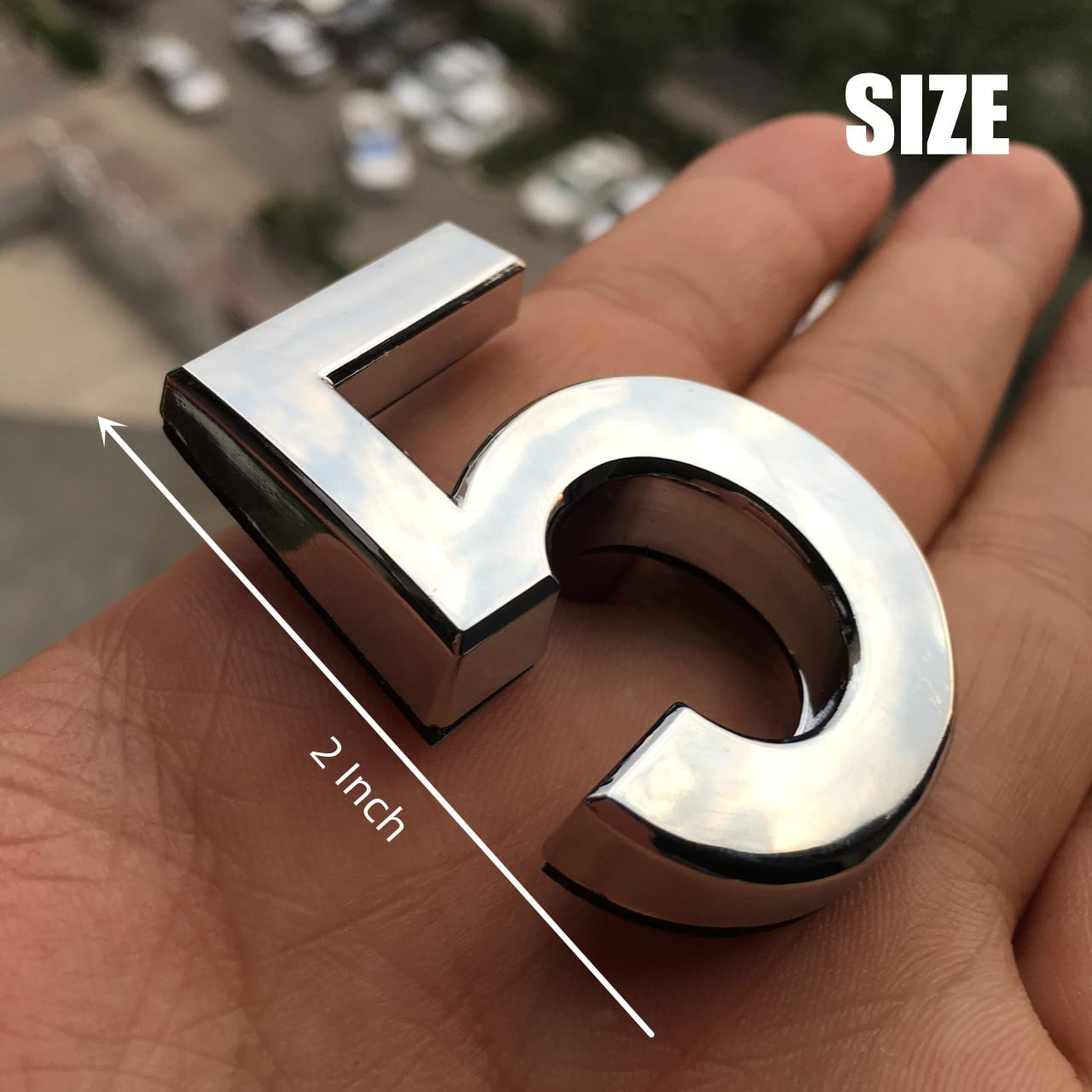 HopeWan Mailbox Numbers 2 Inch, Self-Stick Door Address Number Stickers for Office Apartment Room, Chrome Plated.