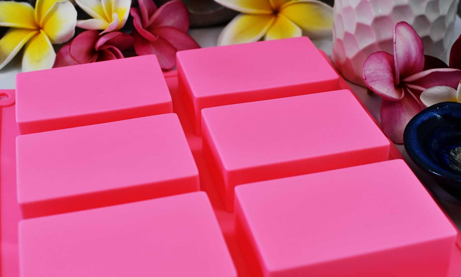 2PC Rectangular Oven Safe Silicone mold 6 Right-Sized Cavity multipurpose Tray for homemade Candle Crafting, Portion Chocolate/Lemon Bar, Ice Cube, Easy-Release, BPA-Free Food-Grade Dishwasher Safe