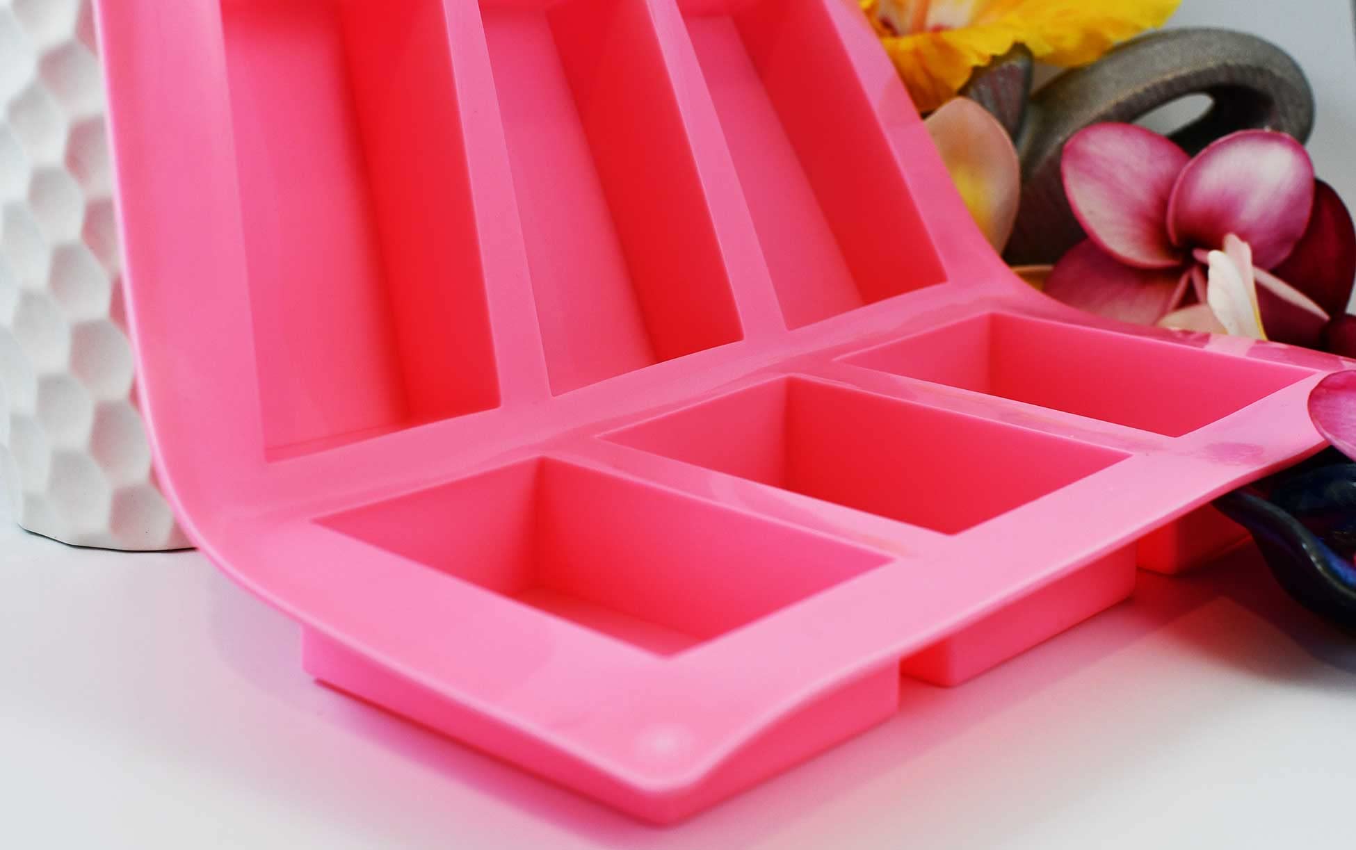 2PC Rectangular Oven Safe Silicone mold 6 Right-Sized Cavity multipurpose Tray for homemade Candle Crafting, Portion Chocolate/Lemon Bar, Ice Cube, Easy-Release, BPA-Free Food-Grade Dishwasher Safe