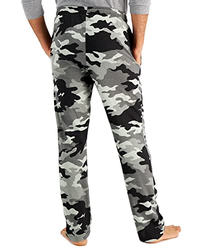 Hanes Men's ComfortSoft Cotton Printed Lounge Pants, 31" Inseam, Pockets, Drawstring/Elastic Waist, Black & Grey Camo, X-Large