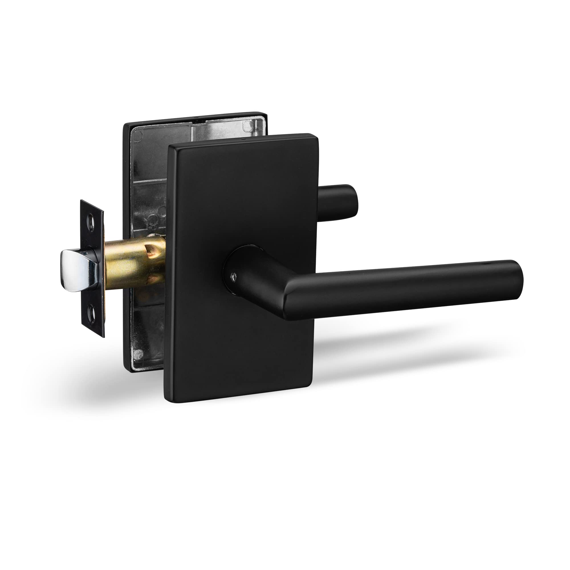 Berlin Modisch Passage Lever Door Handle Designer Series Non-Locking Lever Set [for Hallway or Closet Doors] Reversible for Right & Left Sided Doors Heavy Duty - Iron Black Finish