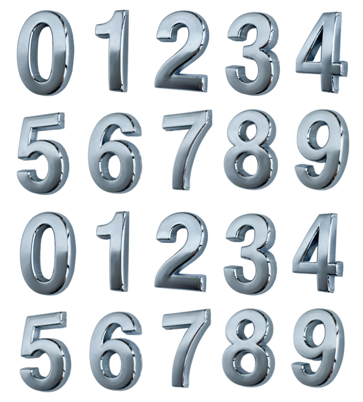 HopeWan Mailbox Numbers 2 Inch, Self-Stick Door Address Number Stickers for Office Apartment Room, Chrome Plated.