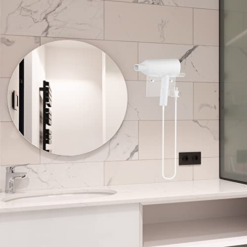 Cosmos Wall Mount Shelves Hair Dryer Holder Acrylic Blow Dryer Storage Rack Multi Functional Bathroom Storage Organizer with Screw Set for Hotel Room Salon Barbershop (Transparent Clear)