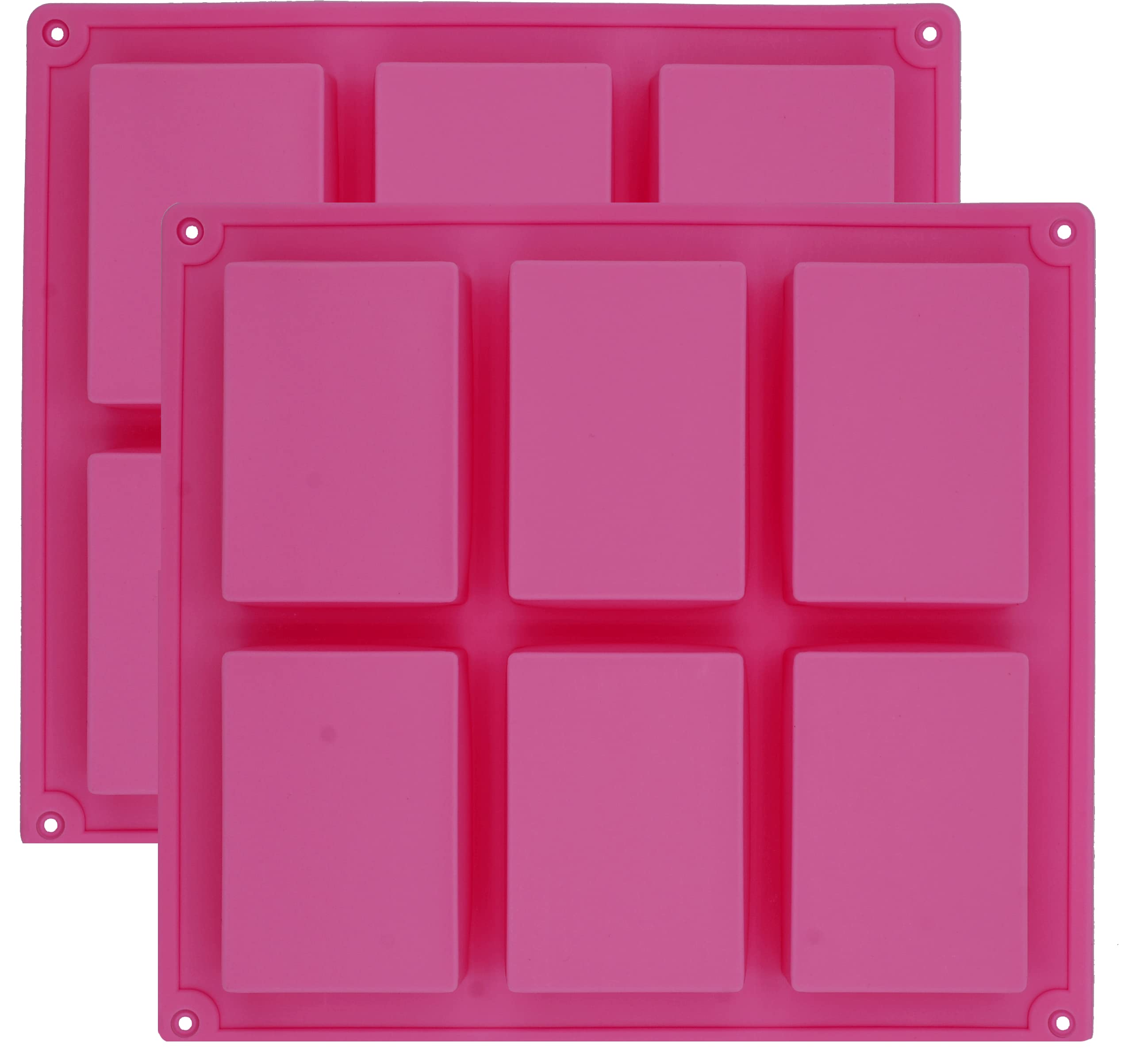 2PC Rectangular Oven Safe Silicone mold 6 Right-Sized Cavity multipurpose Tray for homemade Candle Crafting, Portion Chocolate/Lemon Bar, Ice Cube, Easy-Release, BPA-Free Food-Grade Dishwasher Safe