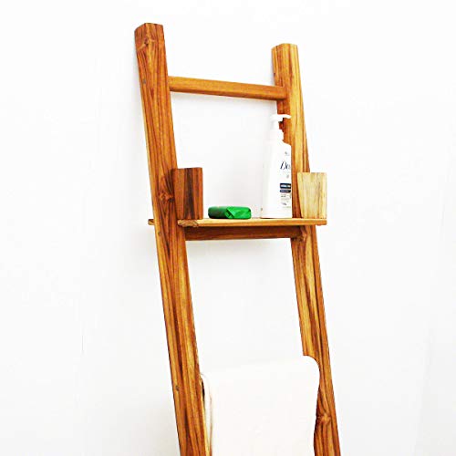 Haussmann Teak Towel Ladder 18 x 64 in H Adj Shelf Teak Oil
