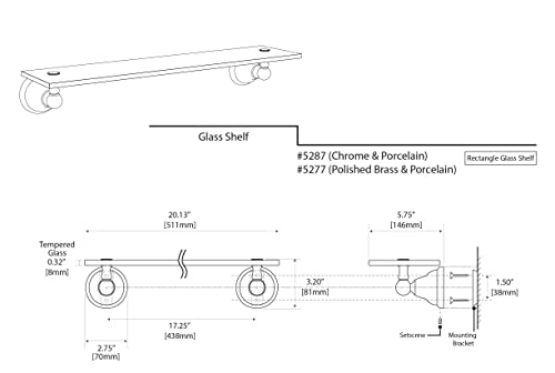 Gatco 5287 Franciscan Glass Shelf, Chrome