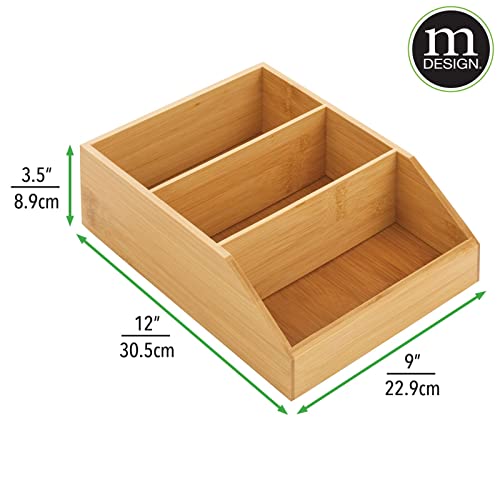 mDesign Bamboo Wood 3 Tier Counter Organizer Bin, Multi-Compartment Storage Box for Bathroom, Cabinets, Shelves, Countertops; Holds Vitamins, Bath Bombs, Cosmetics, Echo Collection - Natural