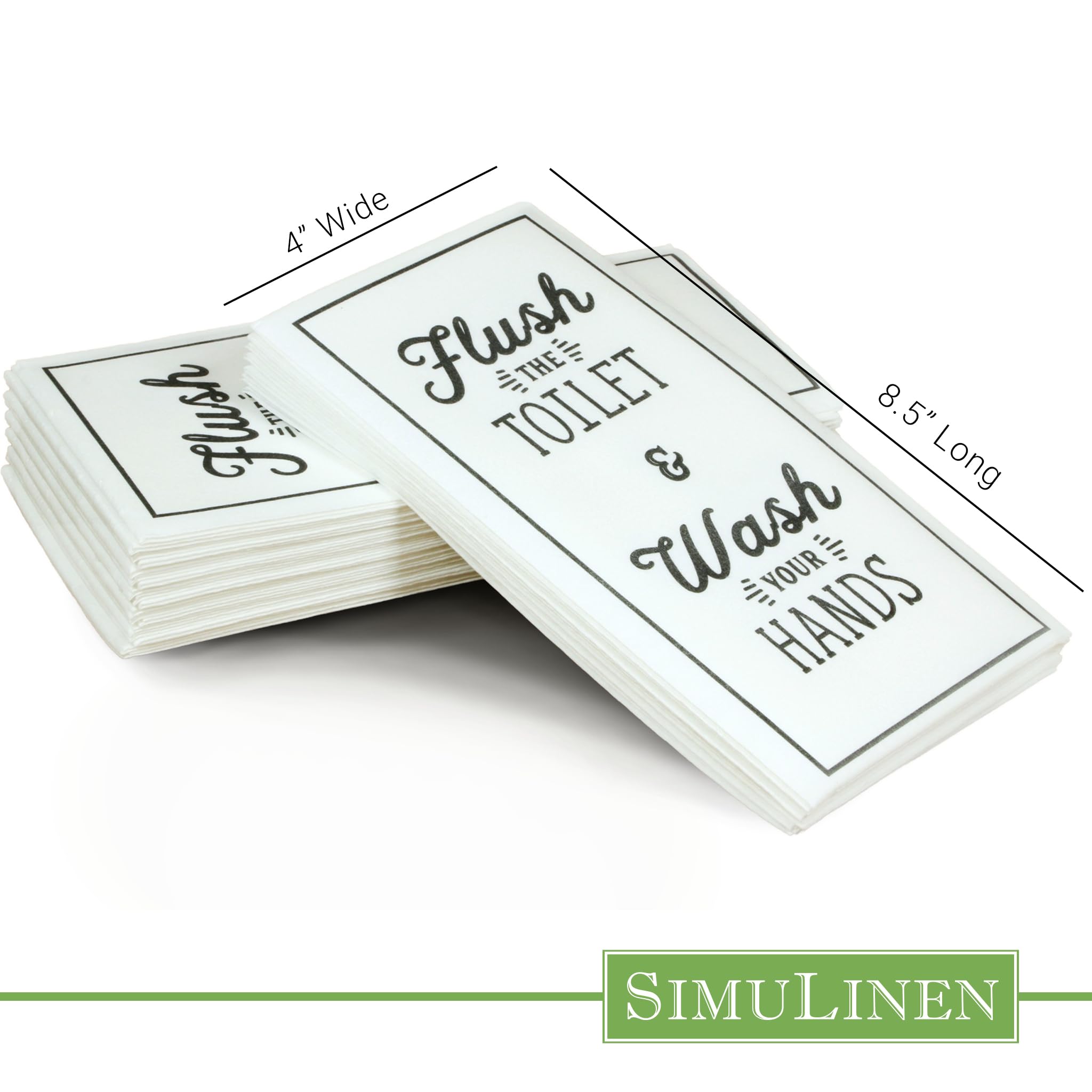 Wash Your Hands, Cheeky Disposable Guest Hand Towels for Bathrooms –- Linen-Feel Paper Towels, Cloth-Like Texture, Single-Use - Size: 12x17” Unfolded & 8.5x4” Folded 25ct By SimuLinen