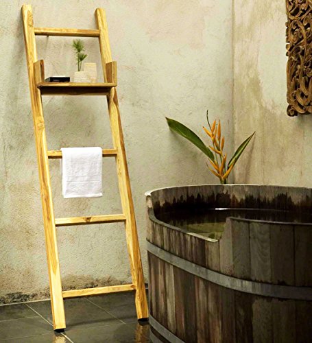Haussmann Teak Towel Ladder 18 x 64 in H Adj Shelf Teak Oil