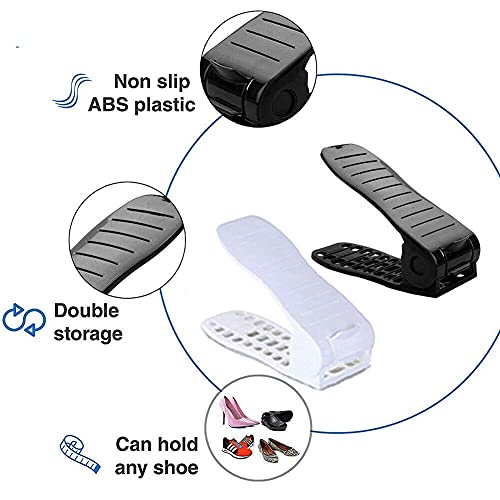 KINOFU 12X Adjustable Shoe Slots Stacker Organizer Racks Space Saver Shoes Holder Rack (Color : White, Size : 25 * 18 * 10Cm) (White 25 * 18 * 10Cm) Household