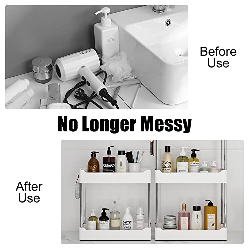 Bathroom Organizer Countertop, 3 Tier Bathroom Counter Storage Organizer, White Standing Storage Shelf for Vanity Organizer, Kitchen Spice Rack Sink Organizer Tray for Cosmetics Display, Skincare