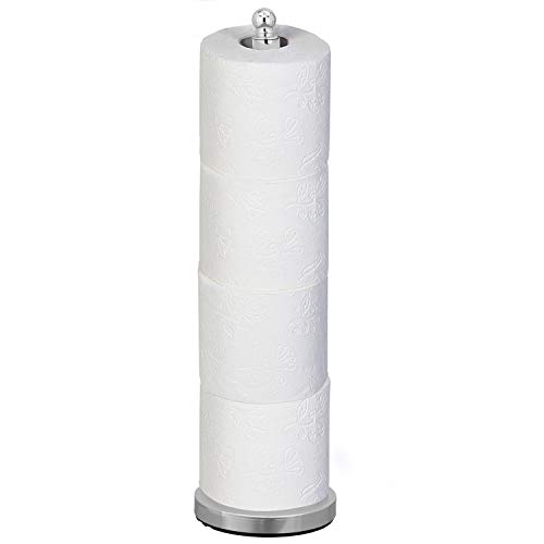 Tatkraft Ideal - Free Standing Toilet Paper Holder Stand - 20.1in (51cm) - Storage for 4 Rolls - Paper Towel Holder - Chrome Plated Steel