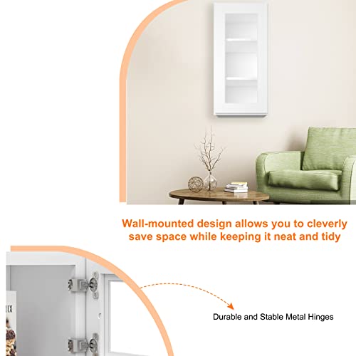 LOVMOR Wall Mounted Cabinet, Medicine Cabinet, Over-The-Toilet Storage with Soft Close Door & Adjustable Shelf for Bathrooms, Kitchens(Glass Not Included).