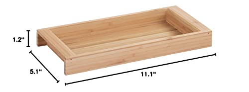 iDesign Formbu Bamboo Vanity Storage Tank Top Tray Organizer for Makeup Brushes, Tissues, Candles, Soap, Hand Towels, Toilet Paper Storage, 5.1" x 11.1" x 1.2", Natural Wood