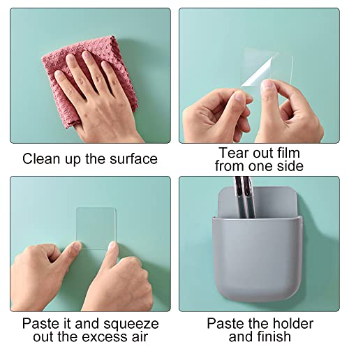 BZUEPRS Remote Control Holders Wall Mounted, 3 Pcs Self Adhesive Storage Box, Bottom Slot Easy Phone Charging, Wall Mounted Organizer Stand for Bathroom Bedroom Kitchen Office