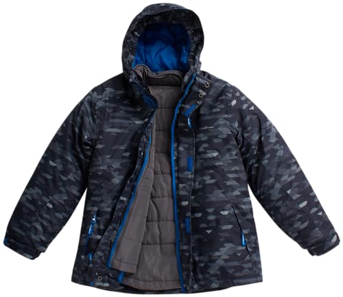 Eddie Bauer Kids' Ski Jacket - Waterproof 3 in 1 Insulated Coat with Removable Shell Jacket for Boys and Girls (3-16), Size 10-12, Black Galaxy