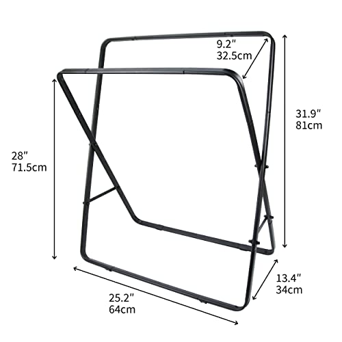 Qflushor Standing Towel Rack, 2-Tier Bathroom Towel Rack Stand Foldable, Outdoor Towel Rack Free Standing Metal for Bath Towel, Hand Towel, Blanket, Matte Black