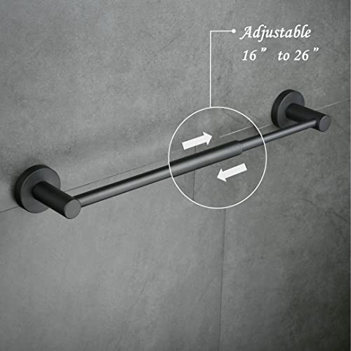 Adjustable Retractable Towel Bar 16βto 26β, SHUNLI Black Bathroom Towel Rack Bath Hand Towel Holder Flexible, Wall Mounted/SUS304 Stainless Steel