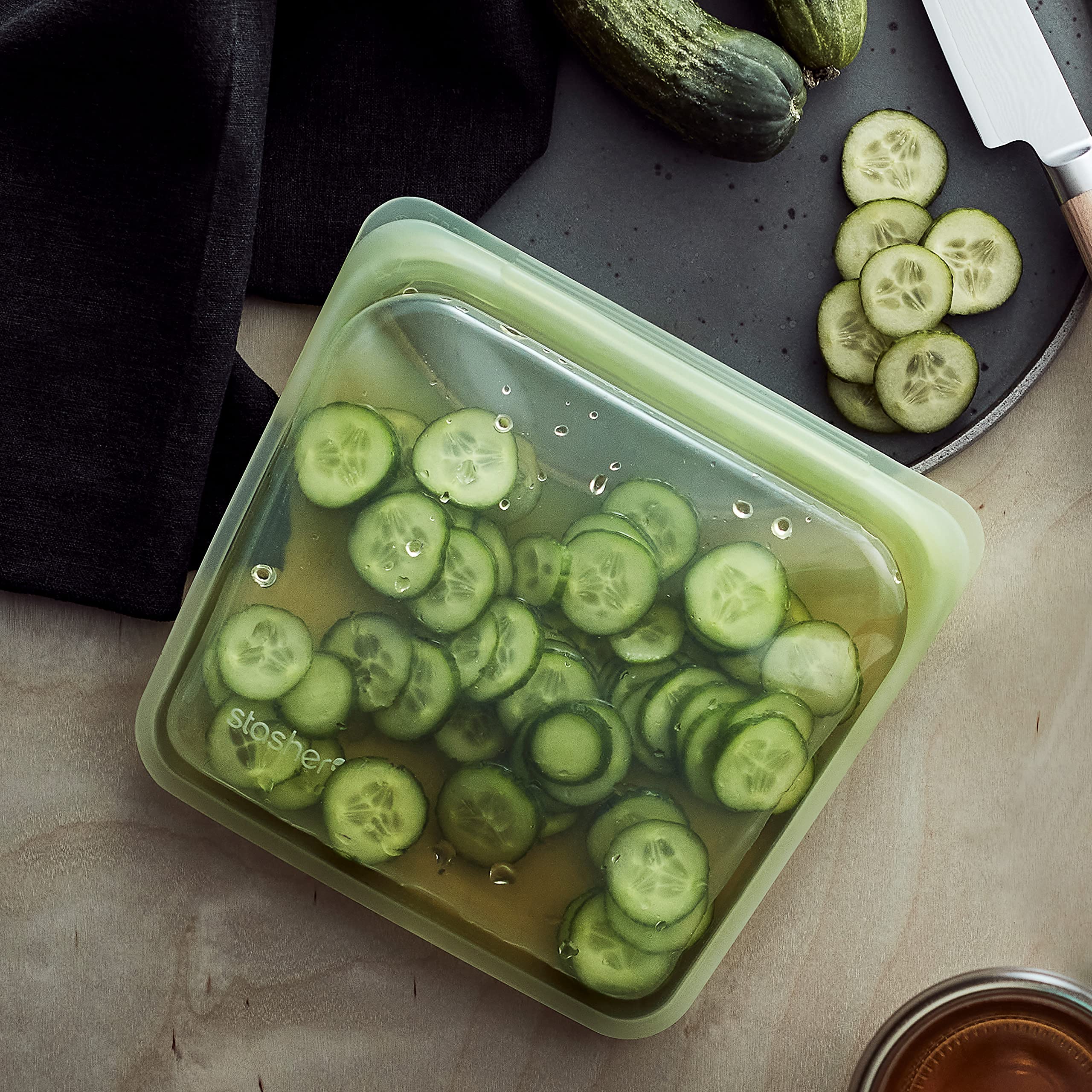 Stasher Silicone Reusable Storage Bag, Bundle 4-Pack (Tropical) | Food Meal Prep Storage Container | Lunch, Travel, Makeup, Gym Bag | Freezer, Oven, Microwave, Dishwasher Safe, Leakproof