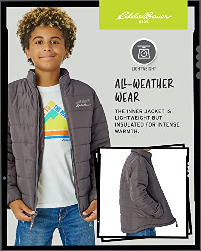Eddie Bauer Kids' Ski Jacket - Waterproof 3 in 1 Insulated Coat with Removable Shell Jacket for Boys and Girls (3-16), Size 10-12, Black Galaxy