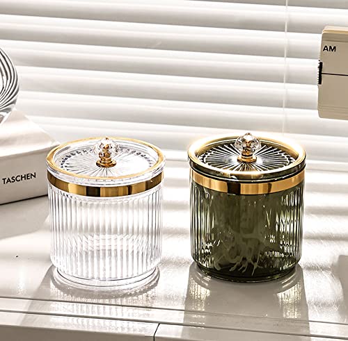 RockTrend Plastic Cotton Swab Ball Box Pad Holder Floss Organizer Box Clear Container Dispenser-Green