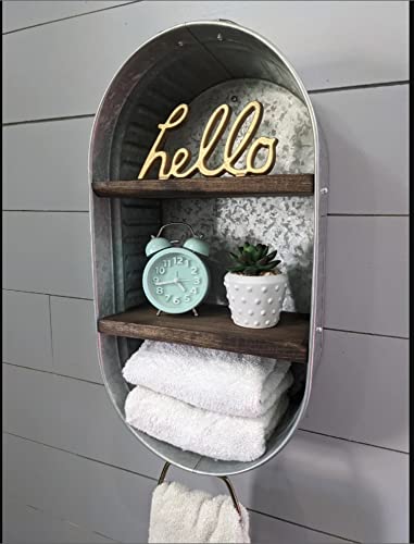 Bathroom Wall Decor, a Farmhouse Shelf, a Rustic Bathroom Shelf, a Laundry Room or mudroom Shelf, and a Galvanized wash tub with Shelves