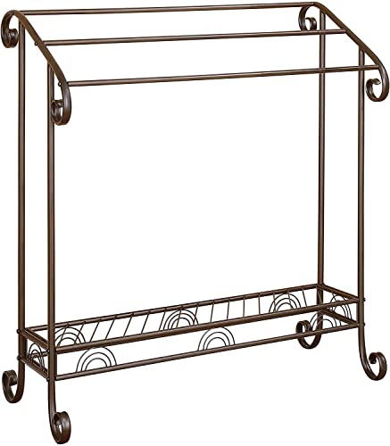 3-Tier Free Standing Metal Towel Rack with Storage Shelf in Dark Bronze by Madison Home Products, 37'' H x 33'' L x 13'' D (MH10833)