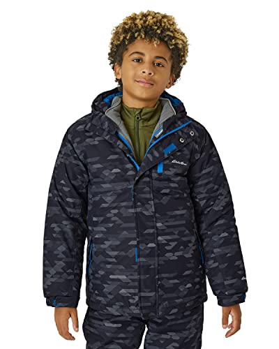 Eddie Bauer Kids' Ski Jacket - Waterproof 3 in 1 Insulated Coat with Removable Shell Jacket for Boys and Girls (3-16), Size 10-12, Black Galaxy