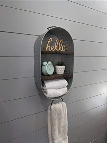 Bathroom Wall Decor, a Farmhouse Shelf, a Rustic Bathroom Shelf, a Laundry Room or mudroom Shelf, and a Galvanized wash tub with Shelves