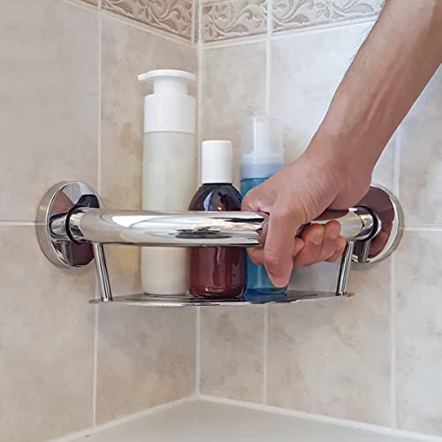 HealthCraft Products - Plus Series Grab Bar - Corner Shelf - Polished Chrome