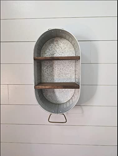 Bathroom Wall Decor, a Farmhouse Shelf, a Rustic Bathroom Shelf, a Laundry Room or mudroom Shelf, and a Galvanized wash tub with Shelves
