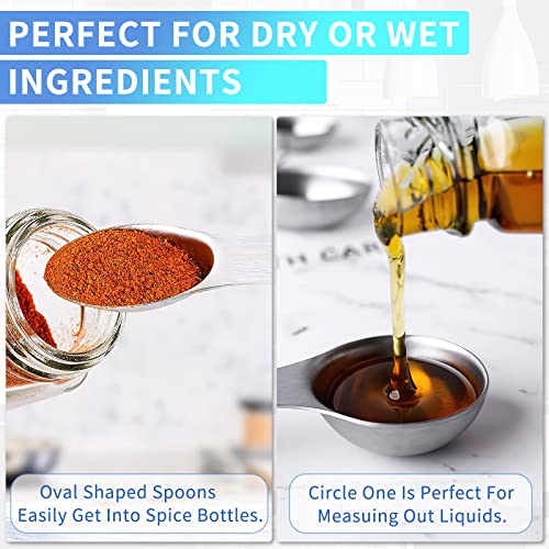 Magnetic Measuring Spoons Set of 9, Dual Sided Stainless Steel Measuring Spoons Set with Leveler, Stackable Teaspoon and Multi-Color Kitchen Gadgets for Baking Measuring, Fits in Spice Jars (9 pcs)