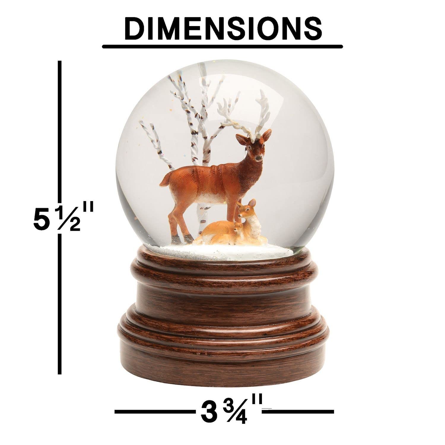 ART & ARTIFACT Christmas Snow Globe - Wind Up Musical Snowglobe, Water Globe Christmas Decor - Woodland Deer Snow Globe