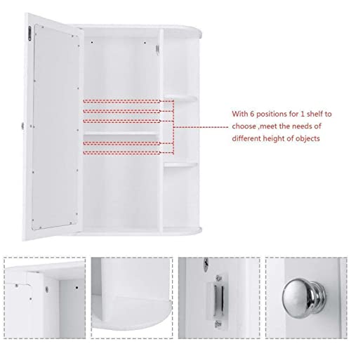 Home Bathroom Wall Mount Cabinet Storage Shelf Over Toilet w/Mirror Door