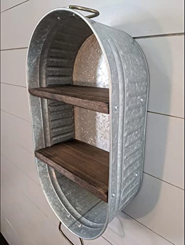 Bathroom Wall Decor, a Farmhouse Shelf, a Rustic Bathroom Shelf, a Laundry Room or mudroom Shelf, and a Galvanized wash tub with Shelves