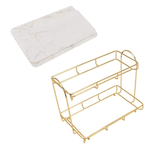 Wobythan Make Up Storage Organizer 2 Tier Cosmetic Storage Basket with Removable Tray Makeup Organizer Shelf Cosmetic Display Cases Modern Tray Storage Shelf for Bathroom Countertop