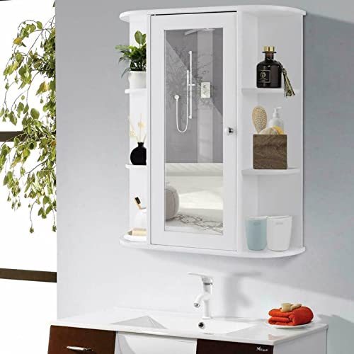 Home Bathroom Wall Mount Cabinet Storage Shelf Over Toilet w/Mirror Door