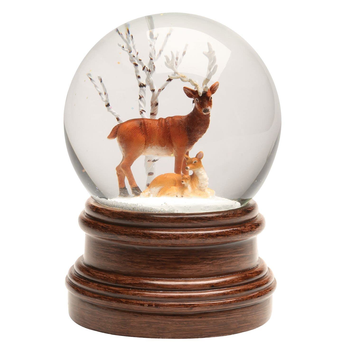 ART & ARTIFACT Christmas Snow Globe - Wind Up Musical Snowglobe, Water Globe Christmas Decor - Woodland Deer Snow Globe