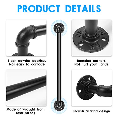 Industrial Pipe Towel Rack 14 inch Towel Bar, Wall Mounted Heavy Duty Matte Black Finish Bath Towel Holder for Kitchen Or Bath Hanging (1 Pack)