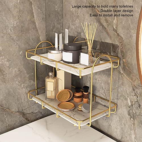 Wobythan Make Up Storage Organizer 2 Tier Cosmetic Storage Basket with Removable Tray Makeup Organizer Shelf Cosmetic Display Cases Modern Tray Storage Shelf for Bathroom Countertop