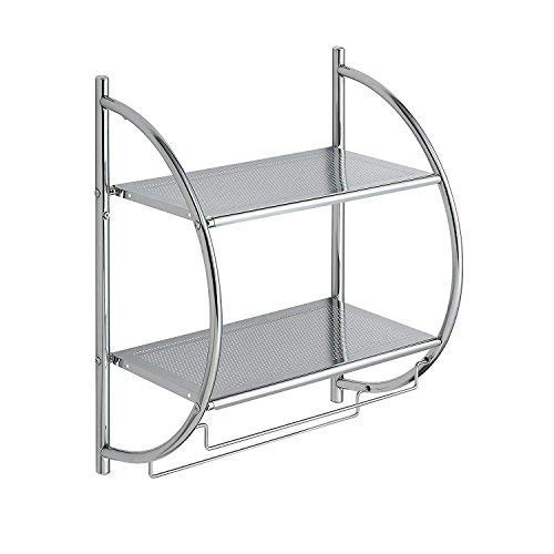 Bathroom Shelf with Towel Bar Shower Organizer Waterjoy Wall Mounted Chrome Towel Rack 2-Tier Toilet Bathroom Storage Rack, Rustproof
