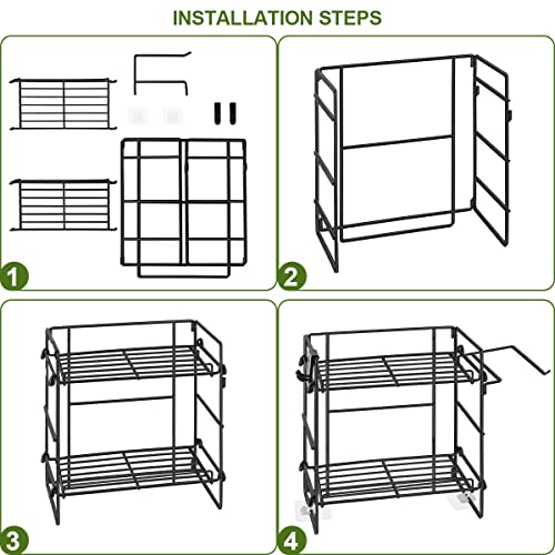 SHINOSKE Over The Toilet Storage, 2 Tier Bathroom Organizer Shelves Over Toilet and Wall Mounted Design, No Drilling Needed to Save Space, with Hook and Paper Holder(Black)
