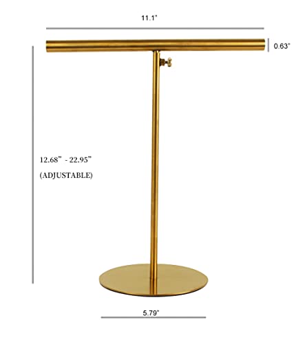 KURBAO Towel Rack T-Shape Hand Towel Stand for Bathroom, Kitchen or Vanity Towel Holder Stand, Towel Holder Standing SUS 304 Stainless Steel Height-Adjustable, Bath Hand Towel Bar Gold