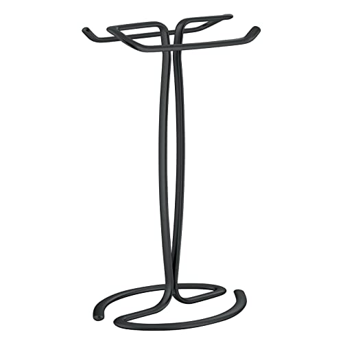 mDesign Metal Countertop Hand Towel Holder - Double-Sided Stand for Bathroom and Vanity Hand Towels and Small Guest Towels - Counter Towel Holder for Bathroom - Spira Collection, 2 Pack, Black